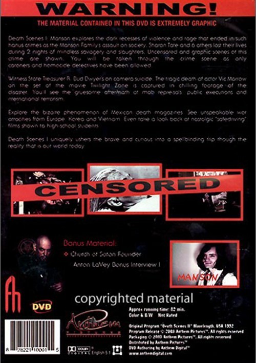Death Scenes: Volume 1 - Manson (DVD 1992) | DVD Empire