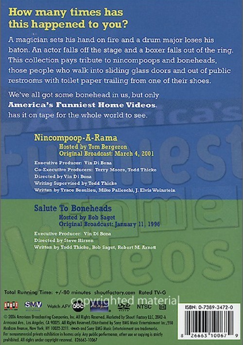 America's Funniest Home Videos: Nincompoops And Boneheads (DVD) | DVD ...