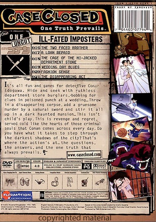 Case Closed: Season 1, Volume 3 - Ill-Fated Imposters (DVD 1993) | DVD ...