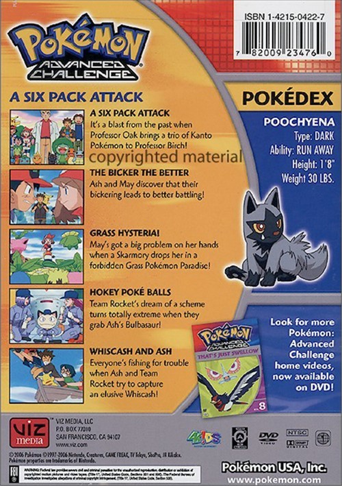 Pokemon Advanced Challenge: Six Pack Attack - Volume 7 (DVD 2006) | DVD ...