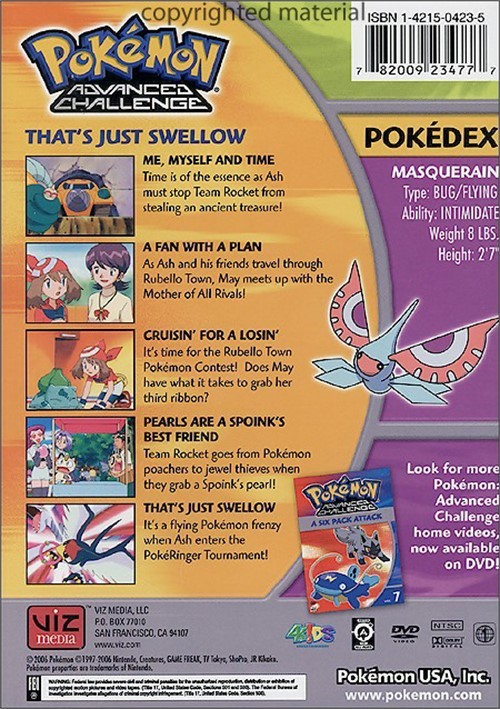 Pokemon Advanced Challenge: That's Just Swellow - Volume 8 (DVD) | DVD ...