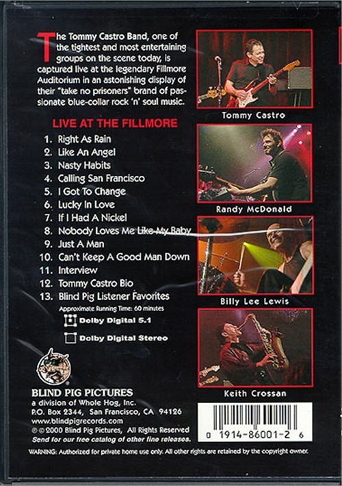 Tommy Castro: Live At The Fillmore (DVD 2000) | DVD Empire