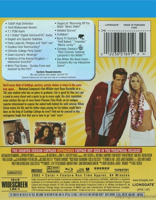 National Lampoon's Van Wilder: The Unrated Version (Blu-ray 2002) | DVD ...