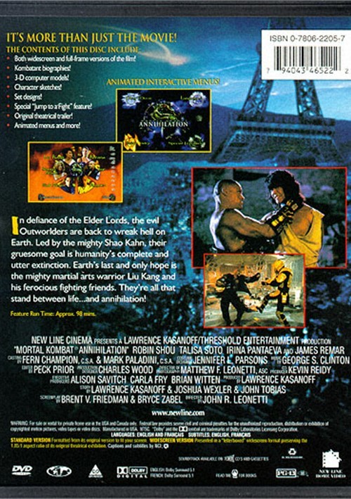 Mortal Kombat: Annihilation (DVD 1997) | DVD Empire