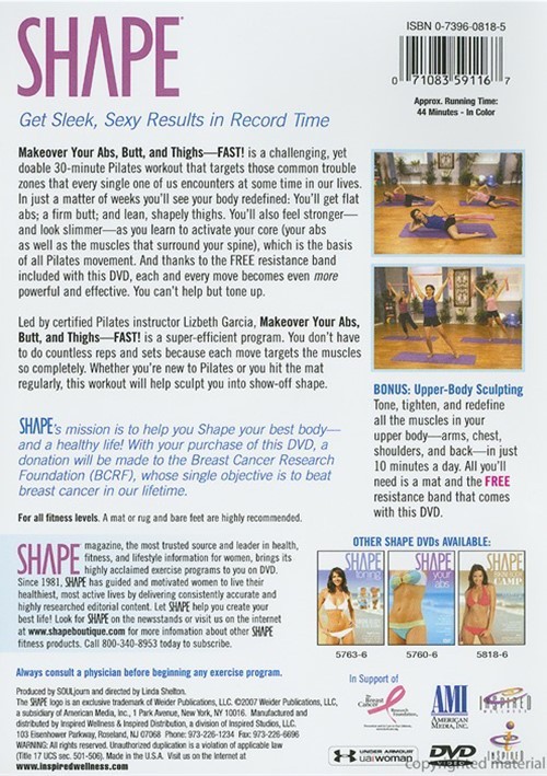 Shape: Pilates Workout - Makeover Your Abs, Butt, And Thighs Fast! (DVD ...