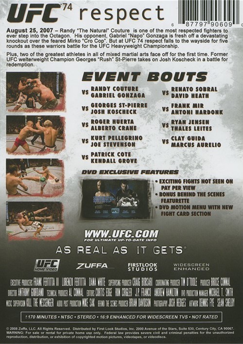 UFC 74: Respect (DVD 2007) | DVD Empire