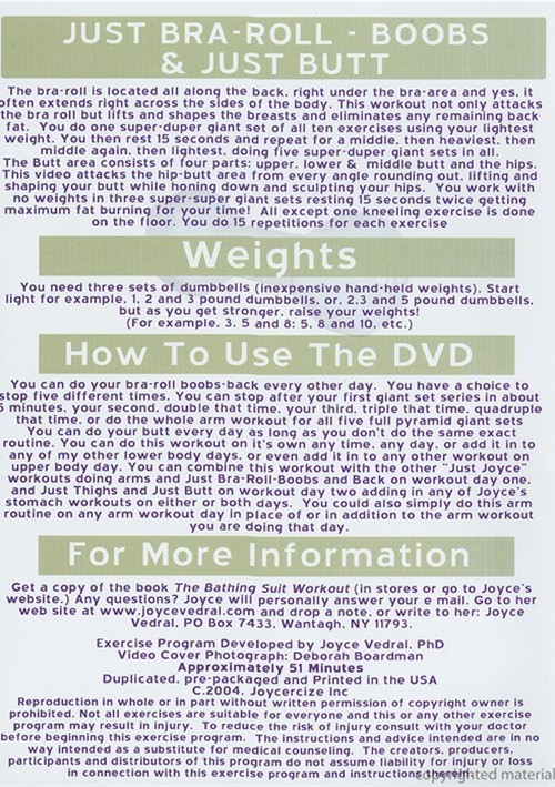 Joyce Vedral: Just Bra-Roll - Boobs & Just Butt Workout (DVD) | DVD Empire