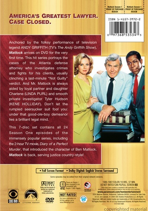 Matlock: The First Season (DVD 1986) | DVD Empire