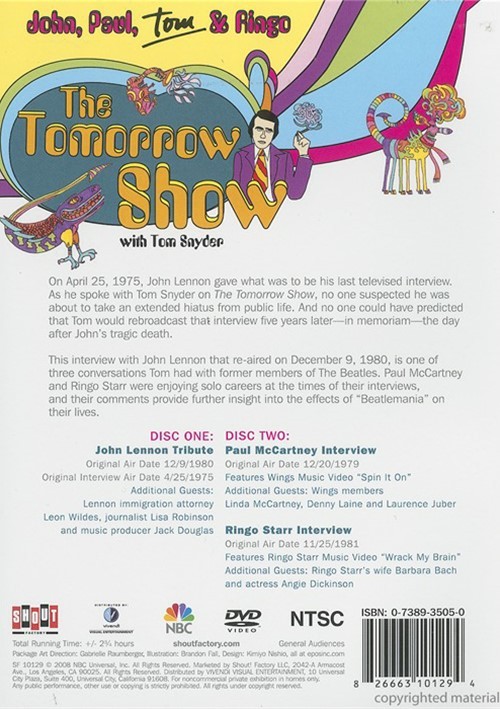 Tomorrow Show With Tom Snyder, The: John, Paul, Tom & Ringo (DVD 2008 ...