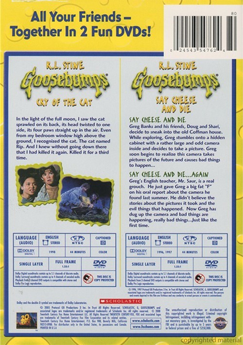 Goosebumps: Cry Of The Cat / Say Cheese And Die (Double Feature) (DVD ...