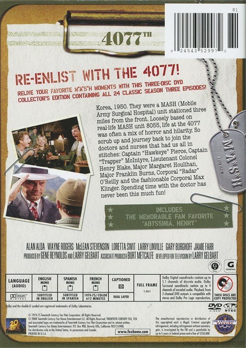 M*A*S*H (MASH): Season Three (Repackaged) (DVD 1975) | DVD Empire