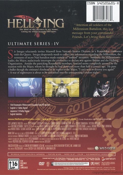 Hellsing Ultimate: Volume 4 (DVD 2008) | DVD Empire