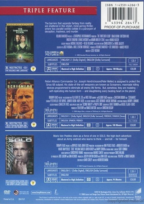 Thirteenth Floor, The / Screamers / Solo (Triple Feature) (DVD) | DVD ...