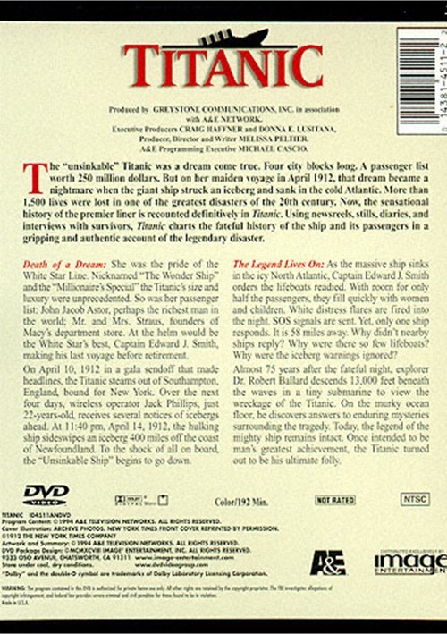 Titanic: A&E Documentary (DVD 1994) | DVD Empire