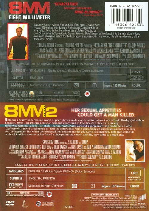 8MM (Eight Millimeter) / 8MM 2 (Double Feature) (DVD 1999) | DVD Empire