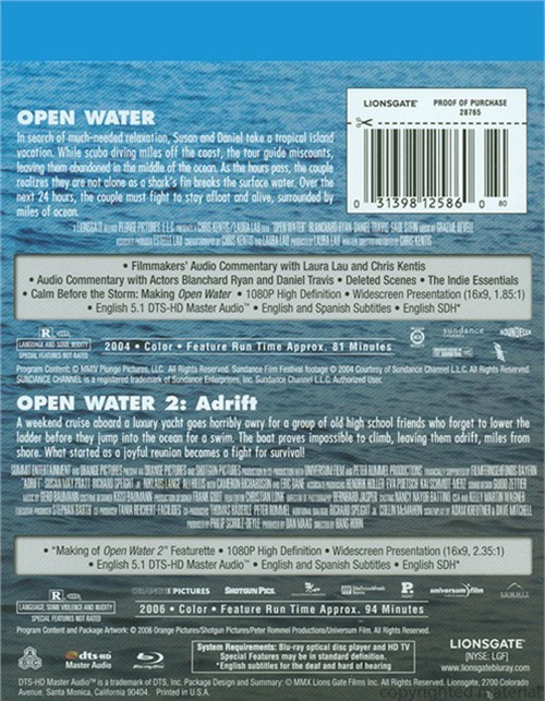 Open Water / Open Water 2: Adrift (Double Feature) (Blu-ray 2004) | DVD ...