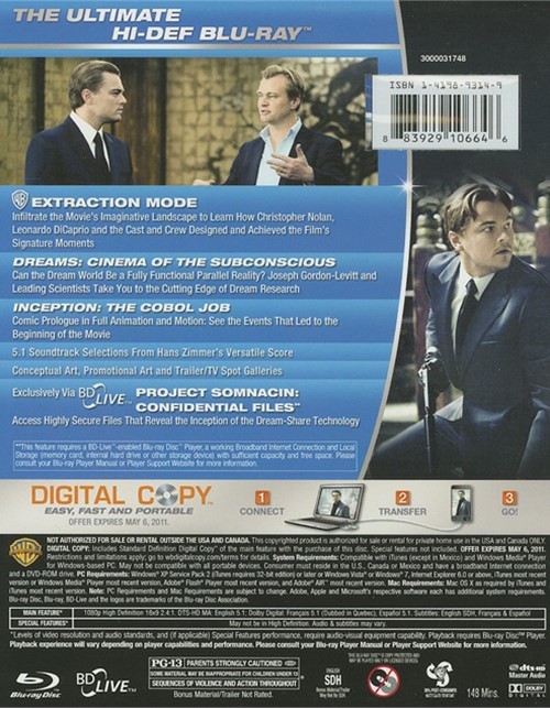 Inception (Blu-ray + DVD + Digital Copy) (Blu-ray 2010) | DVD Empire