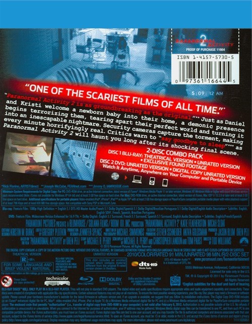 Paranormal Activity 2: Unrated Director's Cut (Blu-ray + DVD + Digital ...