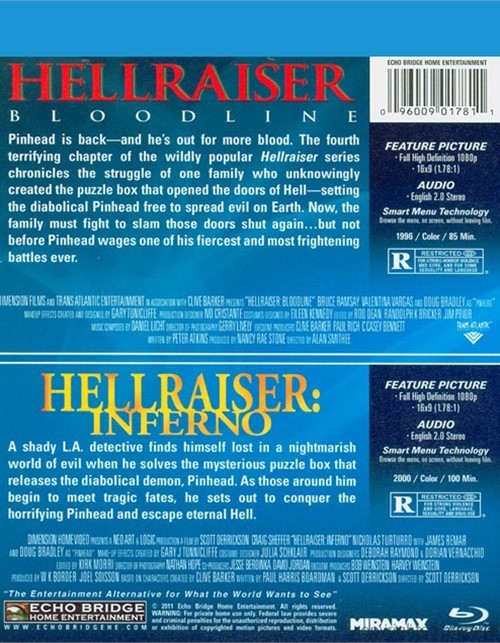 Hellraiser 4: Bloodline / Hellraiser 5: Inferno (Double Feature) (Blu ...
