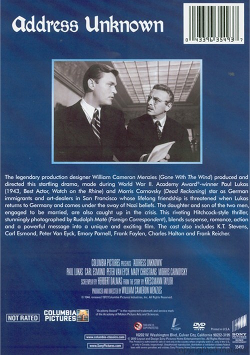 Address Unknown (DVD 1944) | DVD Empire