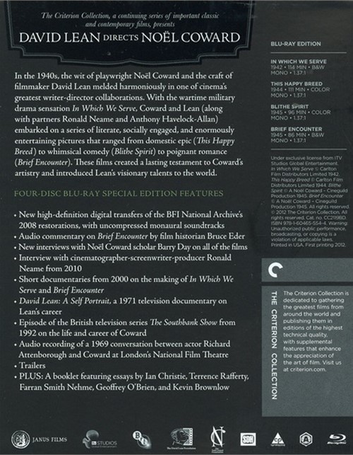 David Lean Directs Noel Coward: The Criterion Collection (Blu-ray ...