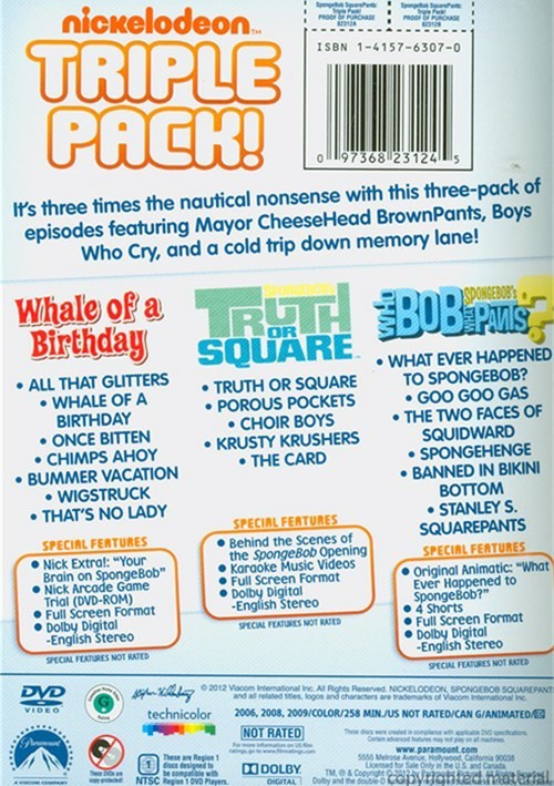 SpongeBob SquarePants: Truth Or Square / Who Bob What Pants / Whale Of ...