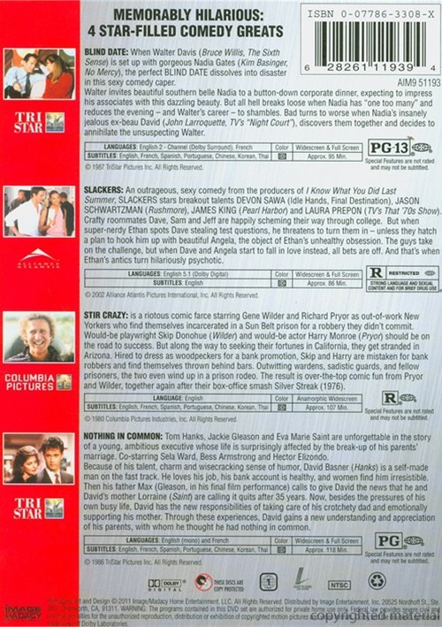 4 Comedy Greats: Stir Crazy / Nothing In Common / Slackers / Blind Date ...
