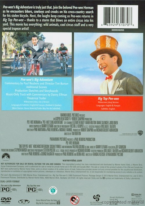 Big Top Pee Wee / Pee Wee's Big Adventure (Double Feature) (DVD) | DVD ...