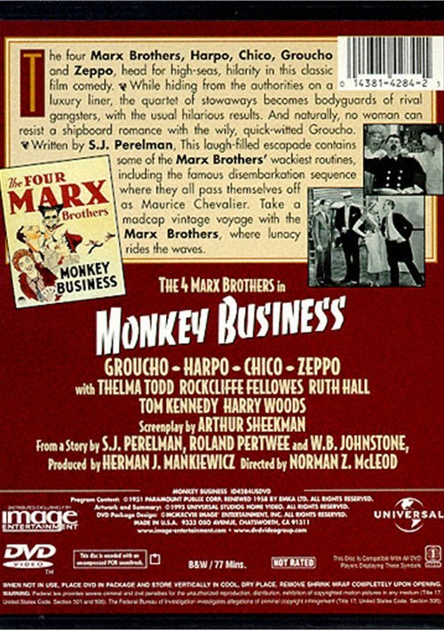 Monkey Business, Four Marx Brothers (DVD 1931) | DVD Empire
