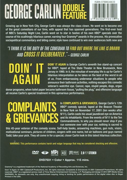 George Carlin: Complaints & Grievances / Doin' It Again (Double Feature ...