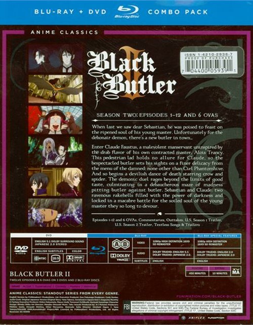 Black Butler: Complete Second Season (Blu-ray + DVD Combo) (Blu-ray ...