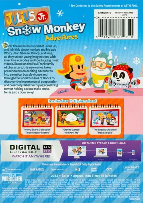 Julius Jr.: Snow Monkey Adventures (DVD + UltraViolet) (DVD 2013) | DVD ...