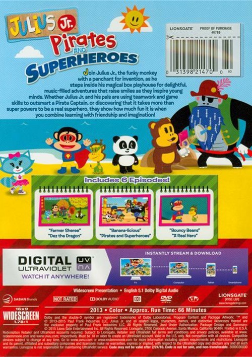 Julius Jr.: Pirates And Superheroes (DVD + UltraViolet) (DVD 2013 ...
