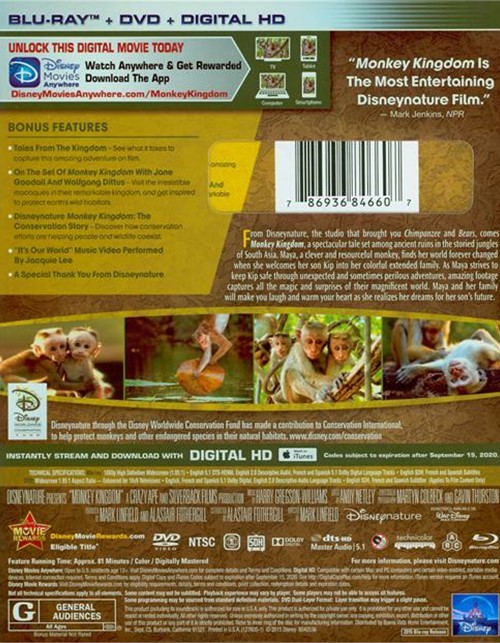 Disneynature: Monkey Kingdom (Blu-ray + DVD + Digital HD) (Blu-ray 2015 ...