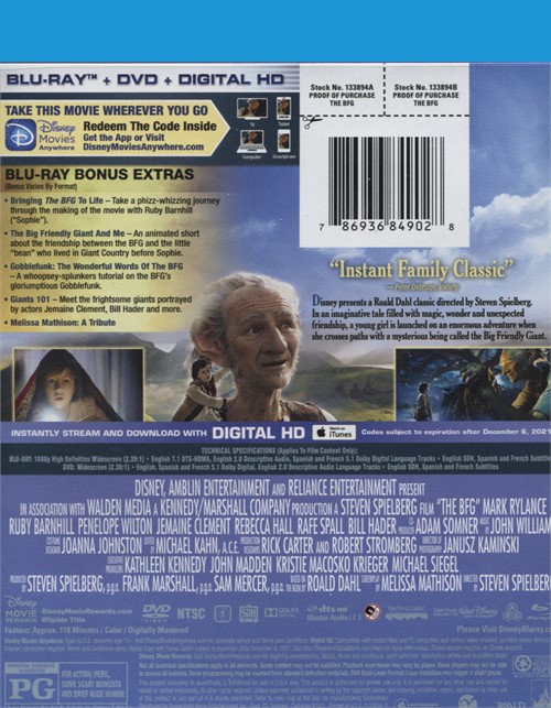 BFG, The (Blu-ray + DVD + UltraViolet) (Blu-ray 2016) | DVD Empire