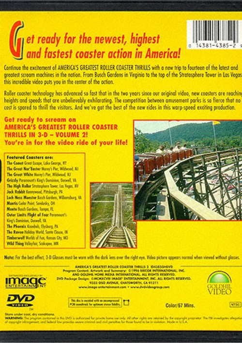 America's Greatest Roller Coaster Thrills #2 (DVD 1996) | DVD Empire