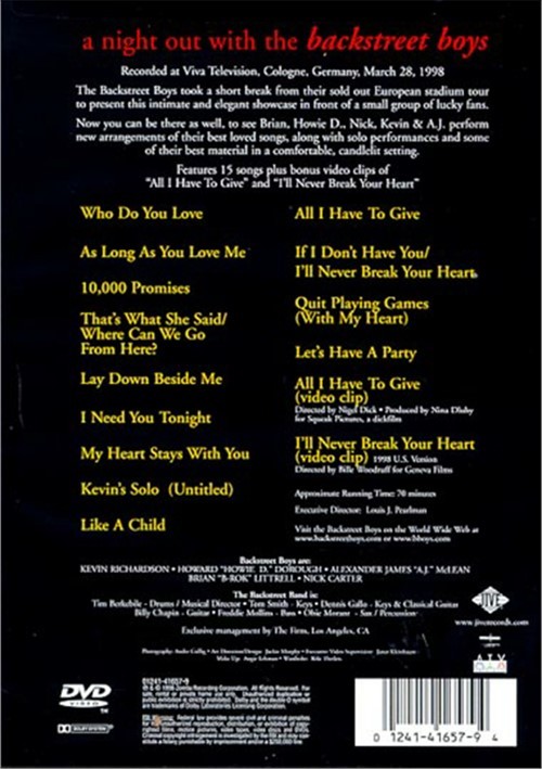 Backstreet Boys: A Night Out With The Backstreet Boys (DVD 1998) | DVD ...