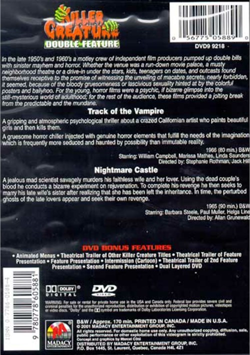 Track Of The Vampire/ Nightmare Castle: Killer Creature Double Feature ...