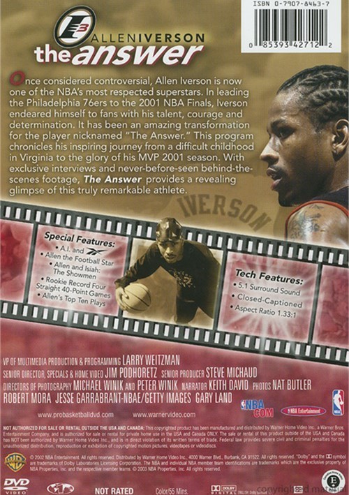 NBA: Allen Iverson - The Answer (DVD 2002) | DVD Empire