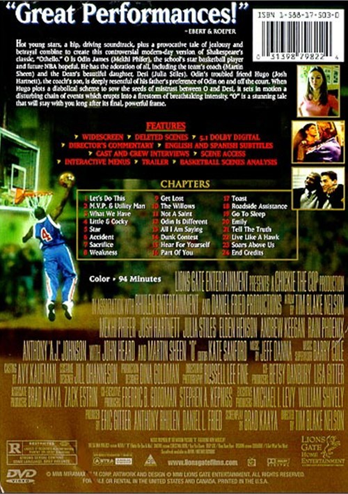 O: 1-Disc Edition (DVD 2001) | DVD Empire