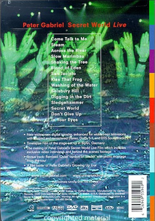 Peter Gabriel: Secret World Live (DVD 2003) | DVD Empire