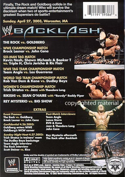 WWE: Backlash 2003 (DVD 2003) | DVD Empire