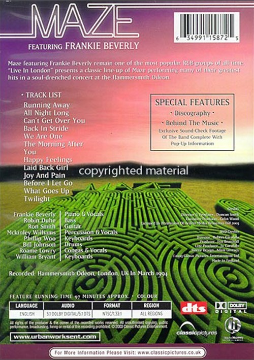 Maze: Featuring Frankie Beverly - Live In London (DVD 2003) | DVD Empire