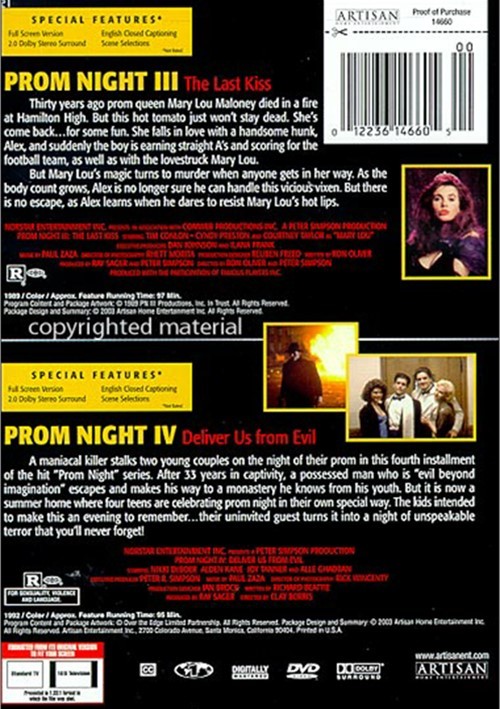 Prom Night III: The Last Kiss / Prom Night IV: Deliver Us From Evil ...