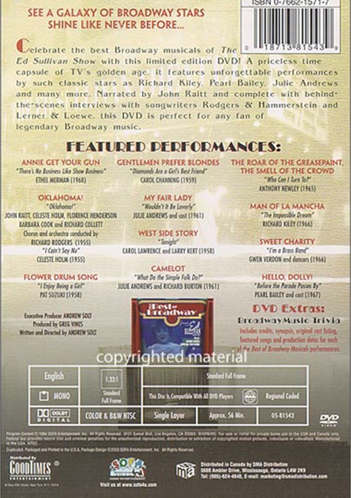Best Of Broadway Musicals, The (DVD 1994) | DVD Empire