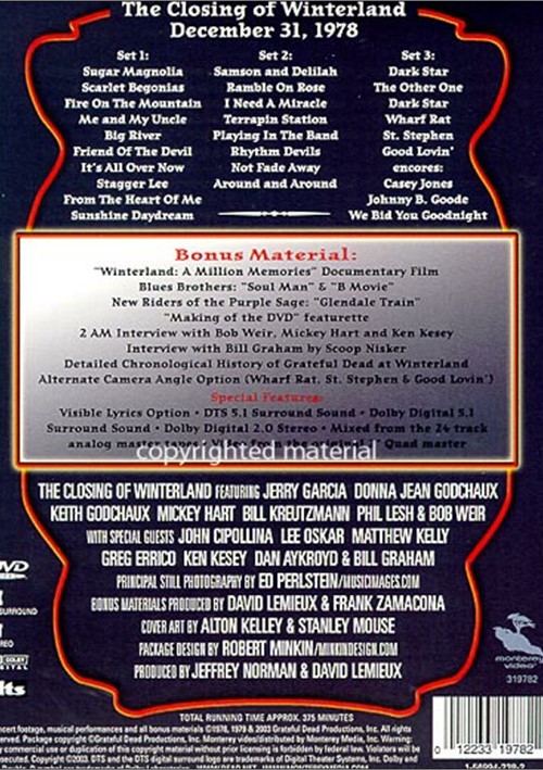 Grateful Dead: The Closing Of Winterland (DVD 1978) | DVD Empire