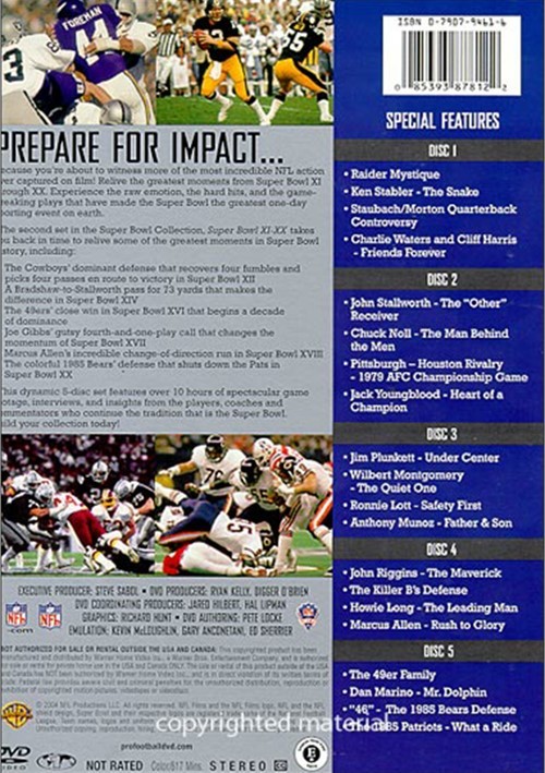NFL Super Bowl Collection: Super Bowl XI - XX (DVD 2004) | DVD Empire