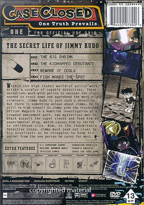 Case Closed: Season 1, Volume 1 - The Secret Life Of Jimmy Kudo (DVD ...