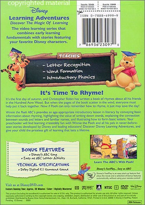 Winnie The Pooh: ABC's (DVD 2004) | DVD Empire
