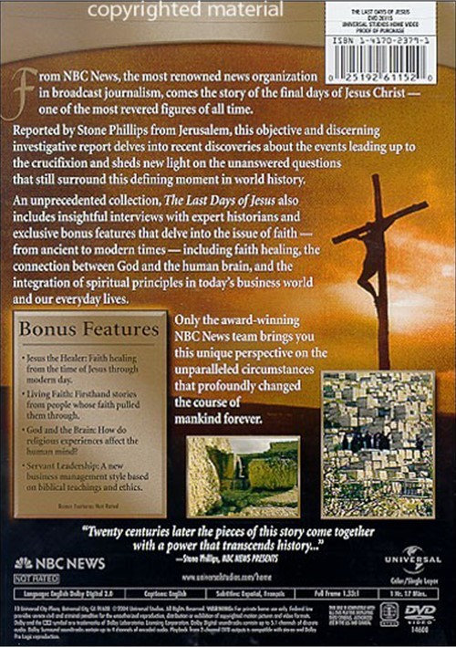 NBC News Presents: The Last Days Of Jesus (DVD 2004) | DVD Empire